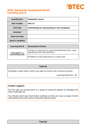 BTEC Level 1 Workskills 2021: Unit 13: Lesson 16 - Learning Aim B P3 ...