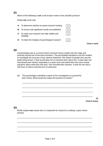 Research methods Psychology revision AQA | Teaching Resources