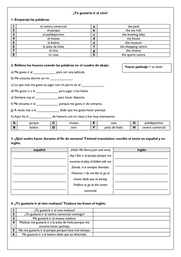 Viva 2 ¿Qué hacemos? - Making plans & free time (7 worksheets) Spanish ...