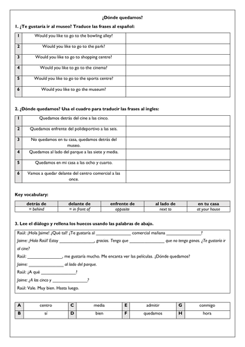 Viva 2 ¿Qué hacemos? - Making plans & free time (7 worksheets) Spanish ...