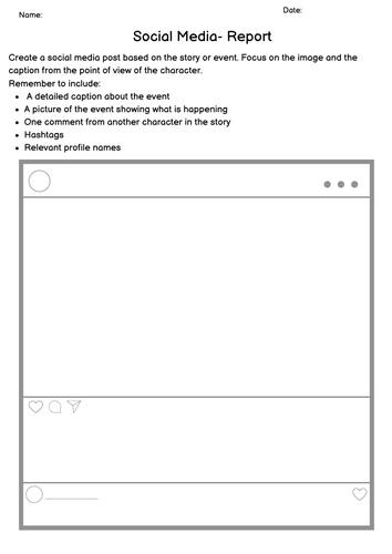 Social Media Template for writing- Instagram format | Teaching Resources