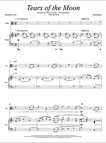 Tears of the Moon (Viola & Piano) | Teaching Resources