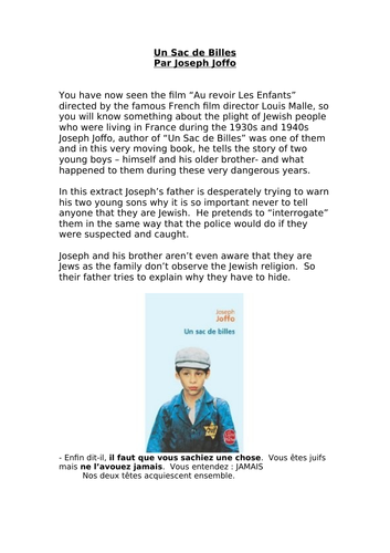 Un Sac de Billes revision sheet A LEVEL FRENCH | Teaching Resources