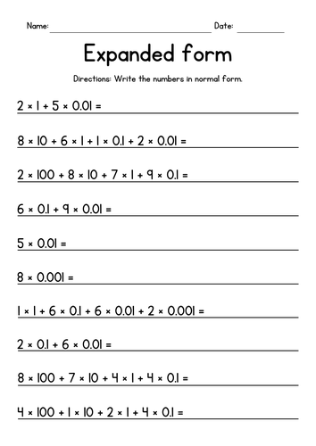 Decimal Place Value Expanded Form Place Value Chart Flipbook