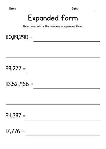 Writing Large Numbers in Expanded Form | Teaching Resources