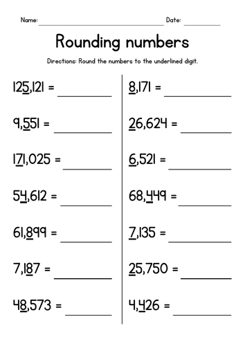 Rounding Large Numbers Worksheets | Teaching Resources