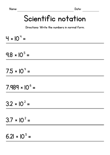 Reading Numbers in Scientific Notation | Teaching Resources