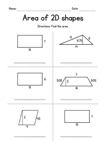 Area of 2D Shapes & Volume and Surface of 3D Shapes - Geometry ...
