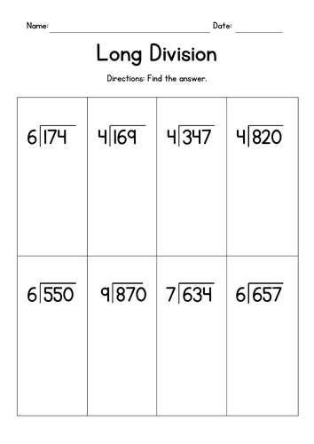 Dividing 3-Digit by 1-Digit Numbers (with remainder) | Teaching Resources