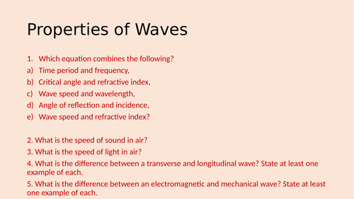 CIE iGCSE Sound, Light, Properties of Waves, Electromagnetic Spectrum ...