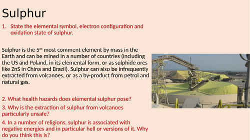 CIE iGCSE Sulphur | Teaching Resources