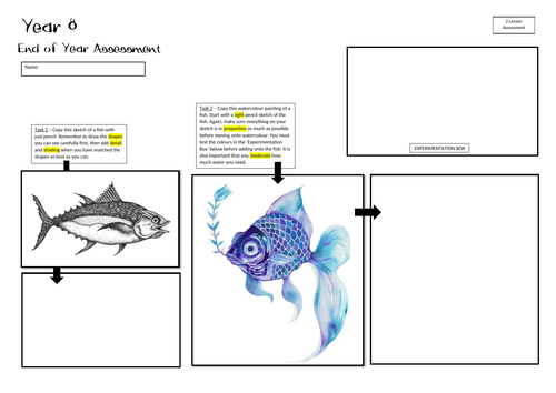 Year 8 Fish Assessment - Pencil and Watercolour (KS3 Art and Design ...