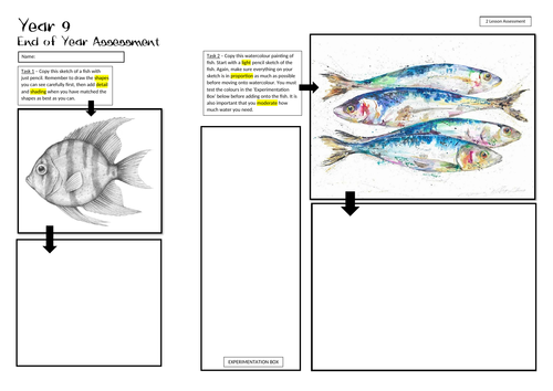 Year 9 Fish Assessment - Pencil and Watercolour (KS3 Art and Design ...