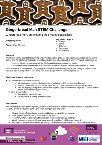 Gingerbread man STEM challenge | Teaching Resources