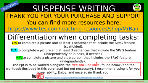 Suspense Writing - Whole Unit Freebie - Includes free tutorial Lessons ...