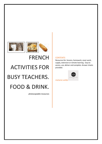 FRENCH FOOD & DRINK PUPIL WORKBOOK | Teaching Resources