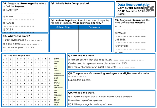 GCSE Comp Sci Revision 001 - Data Representation | Teaching Resources GCSE Comp Sci Revision 001 - Data Representation | Teaching Resources