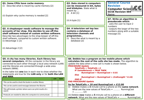 GCSE Comp Sci Revision 004 - General Course Revision | Teaching Resources GCSE Comp Sci Revision 004 - General Course Revision | Teaching Resources