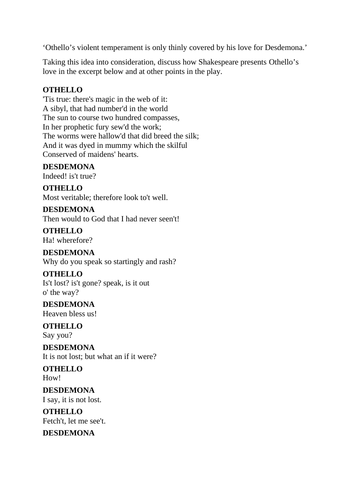 Othello: 10 A Level English Practice Exam Questions from Act 3 ...