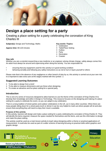 Design a place setting for a party | Teaching Resources