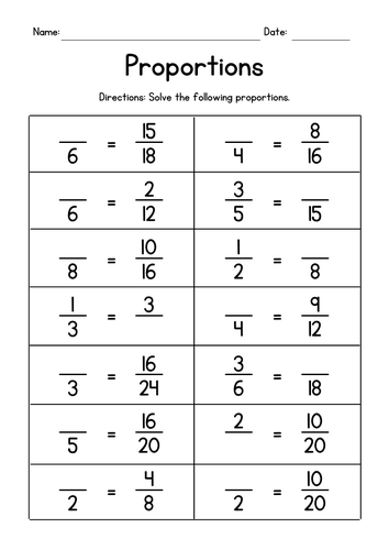 Simple Proportions Math Worksheets - Fractions Test Prep - Assessment ...