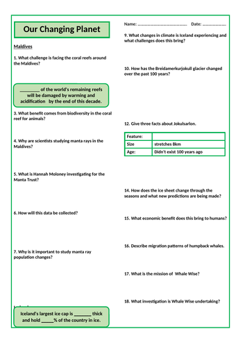 Our Changing Planet | Teaching Resources