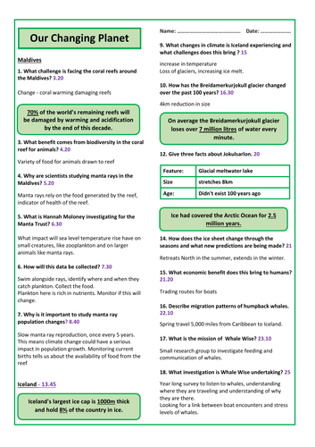 Our Changing Planet | Teaching Resources