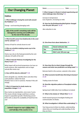 Our Changing Planet | Teaching Resources