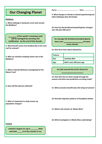 Our Changing Planet | Teaching Resources