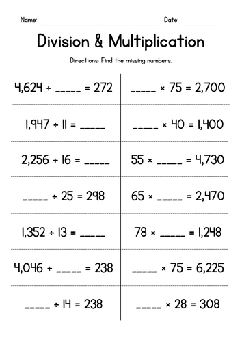 Long Division & Multiplying in Columns - Division & Multiplication ...