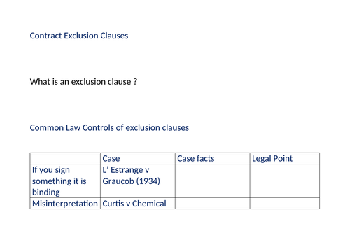Unfair Contract Terms Act 1977 and Exclusion Clauses | Teaching Resources Unfair Contract Terms Act 1977 and Exclusion Clauses | Teaching Resources