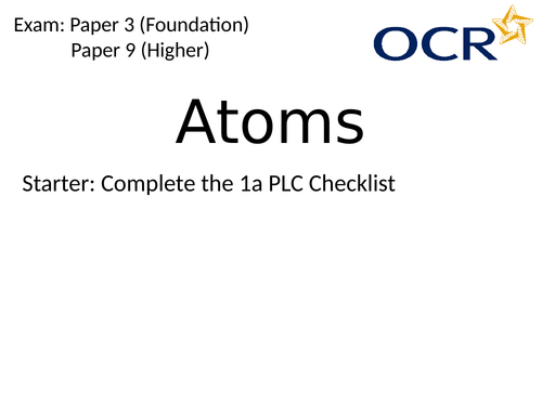 OCR C1 Atoms and Particles Revision | Teaching Resources