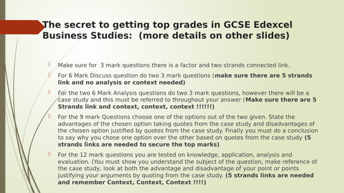 THE SECRET FOR SECURING THE TOP GRADES IN EDEXCEL GCSE BUSINESS ...