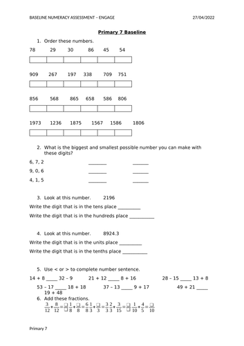 Baseline assessment term 1,2&3 - P7 | Teaching Resources