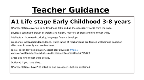 BTEC Tech Award HSC Component 1 Childhood 2024-2025 | Teaching Resources