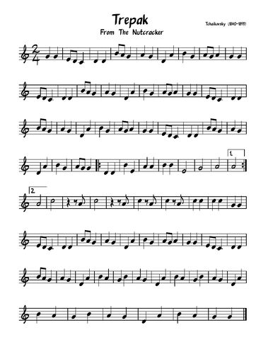 Trepak from The Nutcracker by Tchaikovsky - Boomwhacker Video and Sheet ...