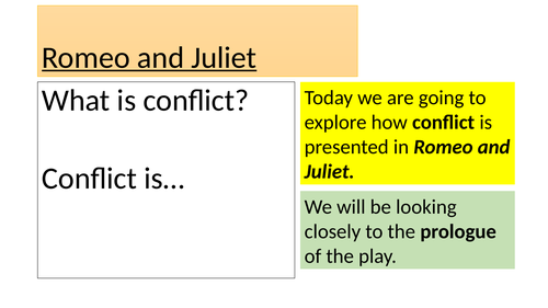Romeo and Juliet Prologue Lesson (linked to theme of conflict ...