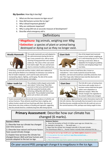 Animals of the Ice Age - Megafauna KS3 (Key Stage 3) | Teaching Resources