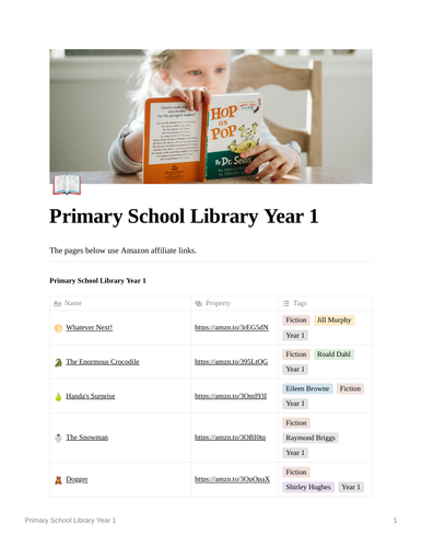 Year 1 Reading List | Teaching Resources