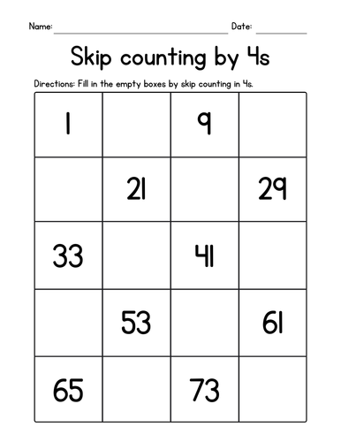 Skip Counting Worksheets BUNDLE - 100 Math Practice Sheets - Short ...