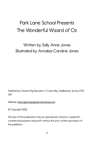 Park Lane School Presents The Wonderful Wizard of Oz (6-10 years ...