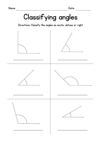 Classifying Acute, Obtuse and Right Angles - Geometry Worksheets ... Classifying Acute, Obtuse and Right Angles - Geometry Worksheets ...