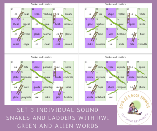 RWI Set 3 Individual Speed Sounds Snakes and Ladders - All RWI Green ...