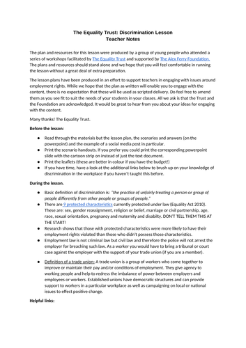 Employment Rights: Discrimination | Teaching Resources
