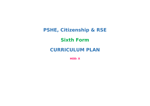 Full PSHE and RSE Sixth Form curriculum map | Teaching Resources