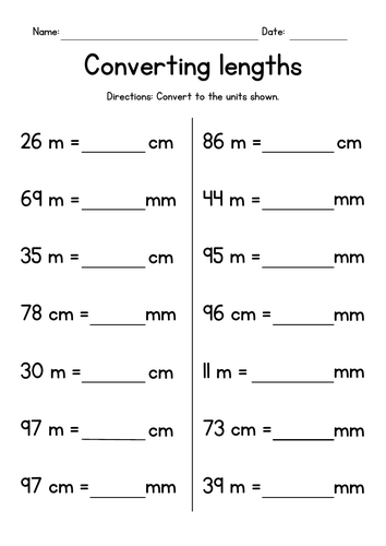Customary Units Of Length Worksheets