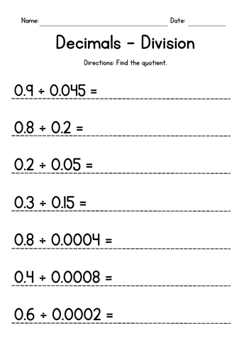 Dividing Decimals - Division Worksheets BUNDLE - Test Prep - Sub Plan ...