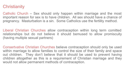 Contraception inc condoms & Religion RE / PSHE Lesson | Teaching Resources