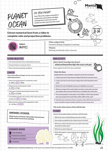 Manta Trust - Planet Ocean: KS3 lesson combining maths problems with ...