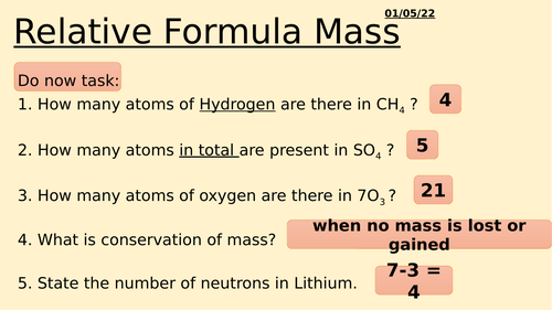 C3 Relative formula mass (GCSE) | Teaching Resources